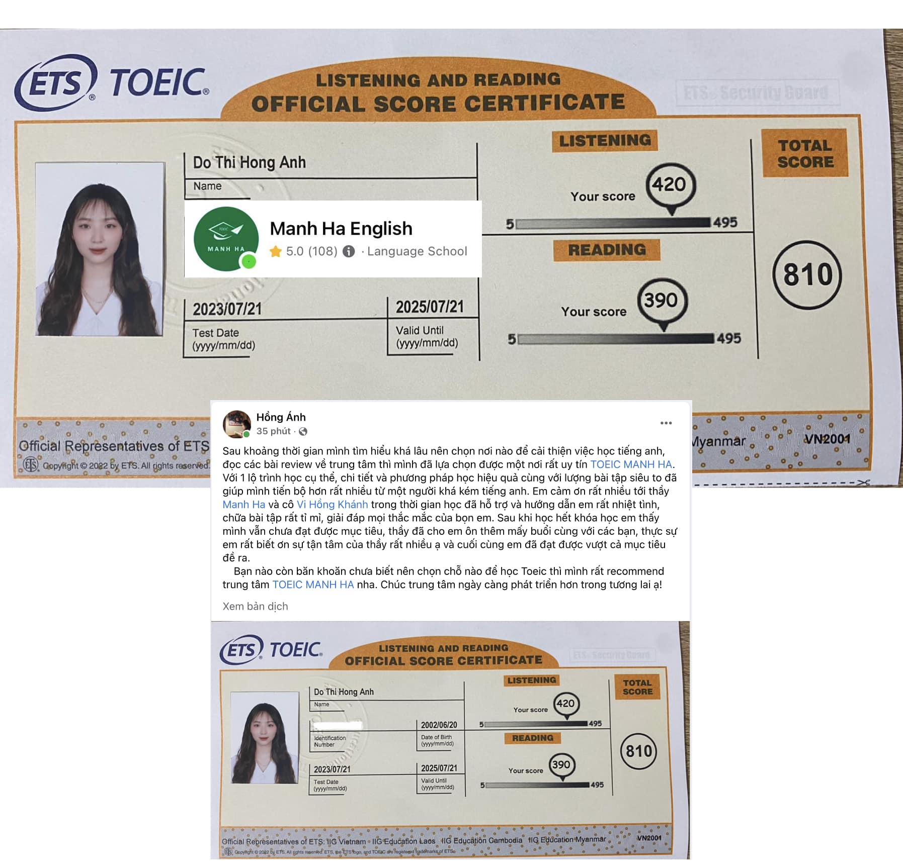 Đỗ Thị Hồng Anh - 810/990 - 21/07/2023 - Manh Ha English